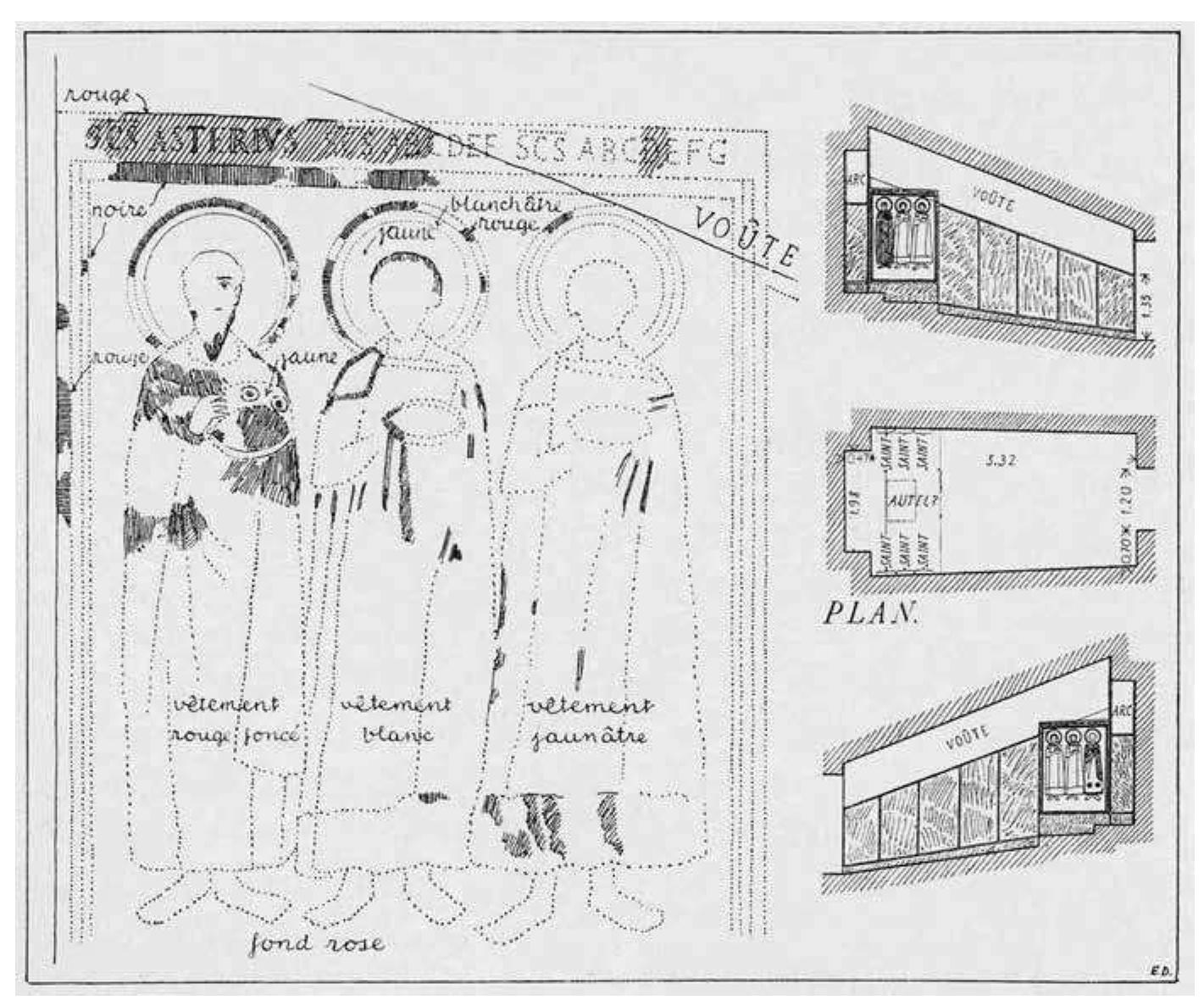 Salona, drawings of the fresco showing asterius and other