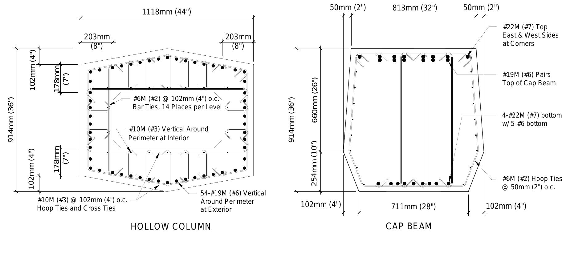 - pier 23 specimen column & cap beam cross-section