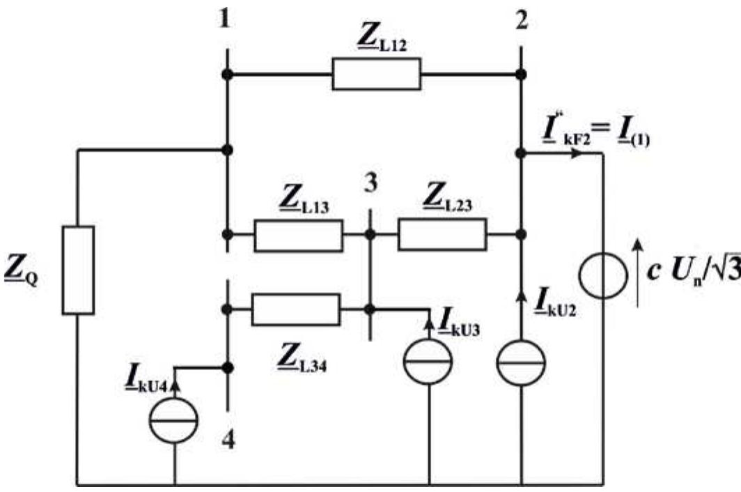 Equivalent circuit of the positive sequence system for the