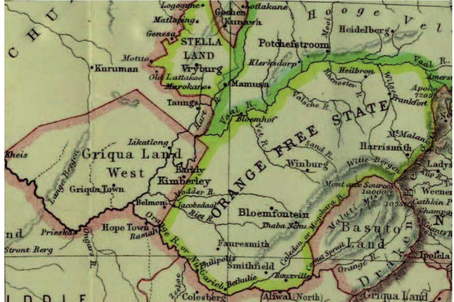 Image 2: map showing the boundaries of griqualand west,