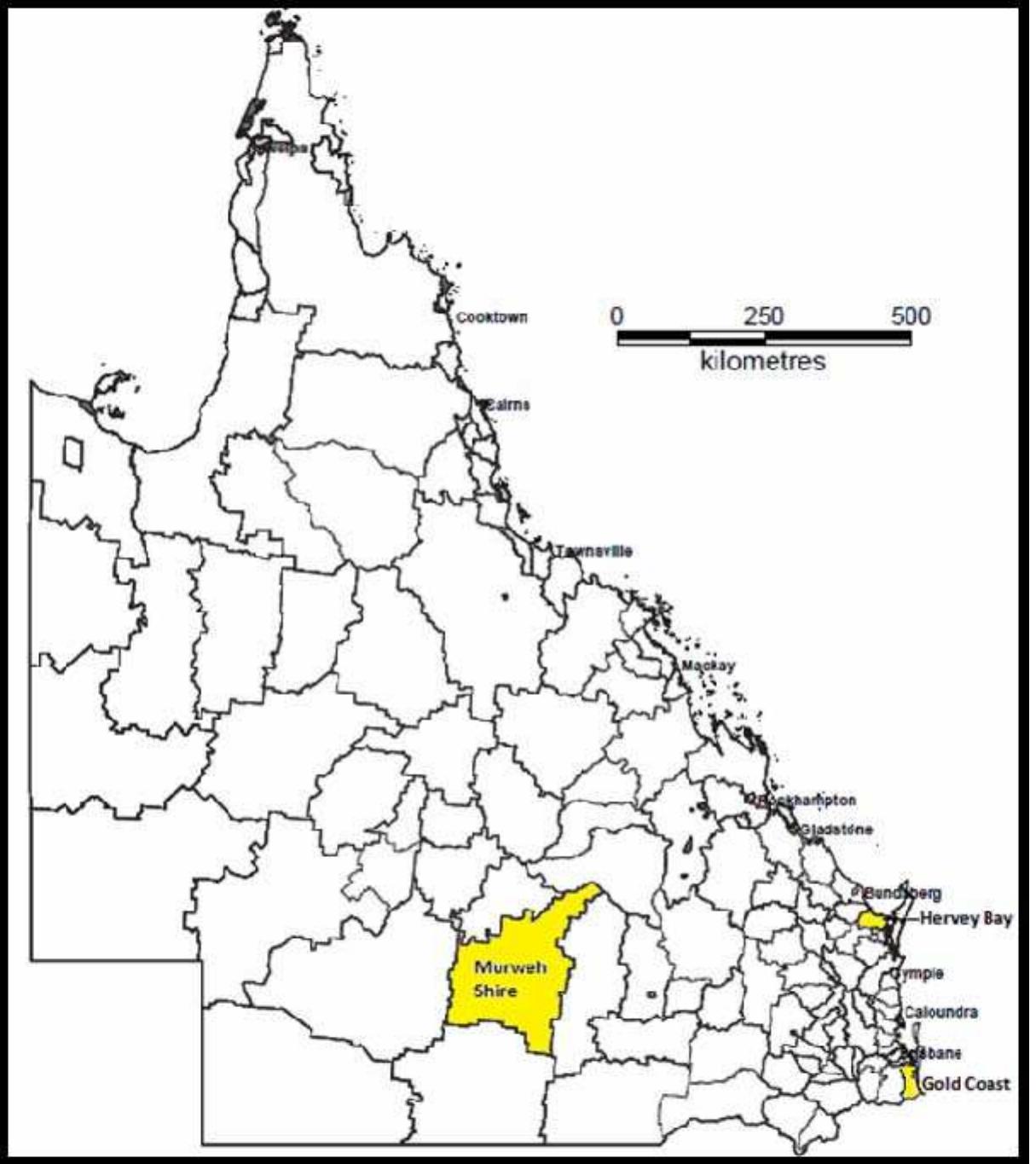 Map of queensland showing case study regions. adapted from: