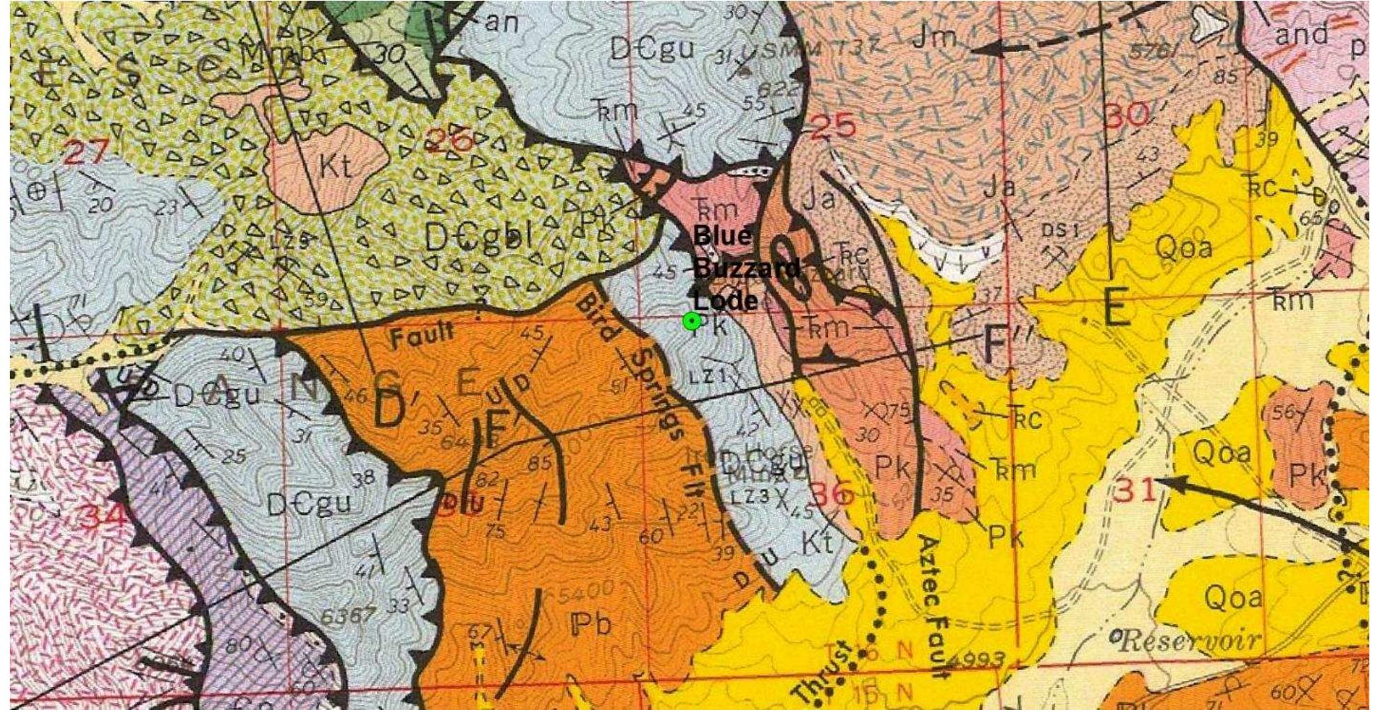 , geologic map of the blue buzzard mine and surrounding