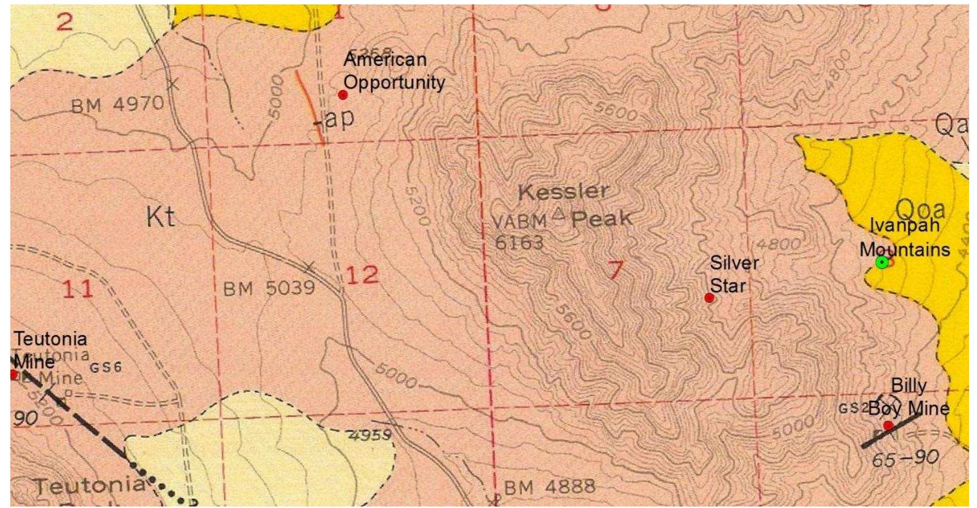 Geologic map of the ivanpah (french) mine and surrounding