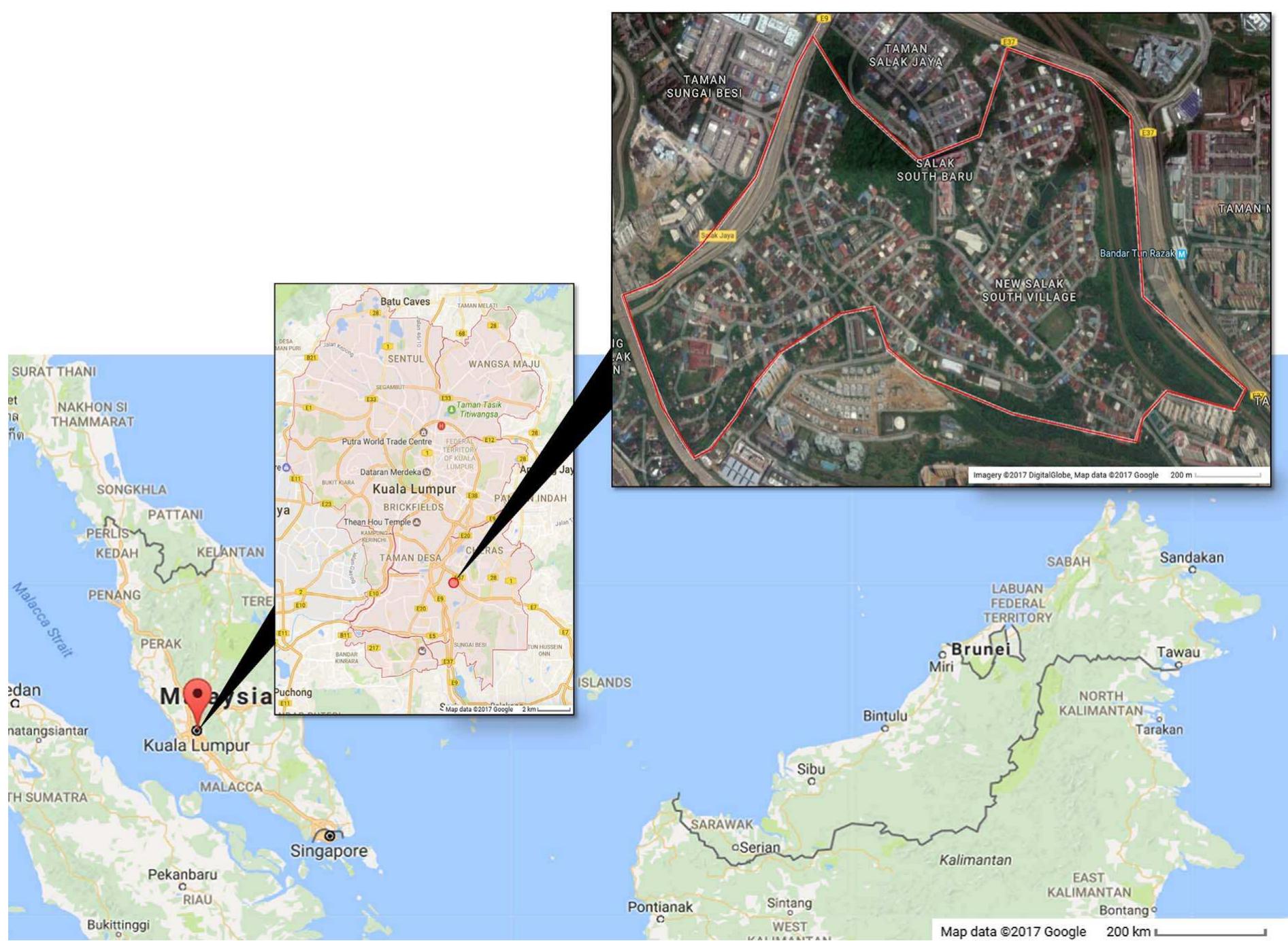 Scaled map of malaysia (inset 1: kuala lumpur, inset 2: