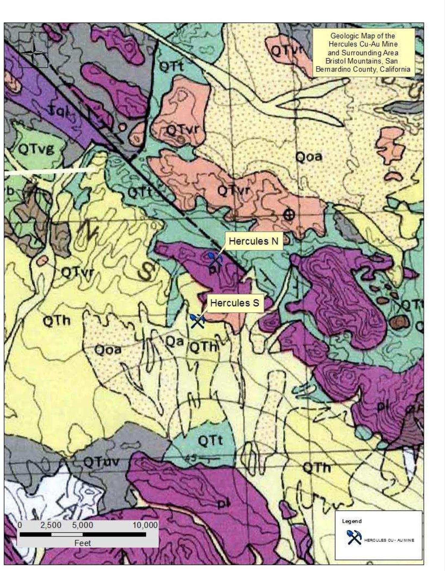 Geologic map of the hercules au-cu mine and surrounding