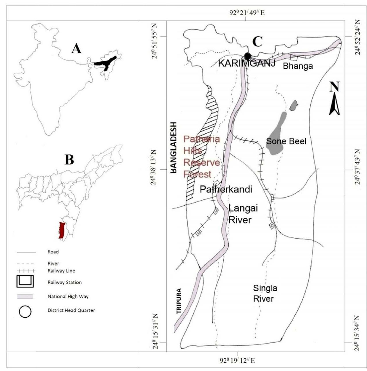 Map of the study area: a: map of india highlighting the