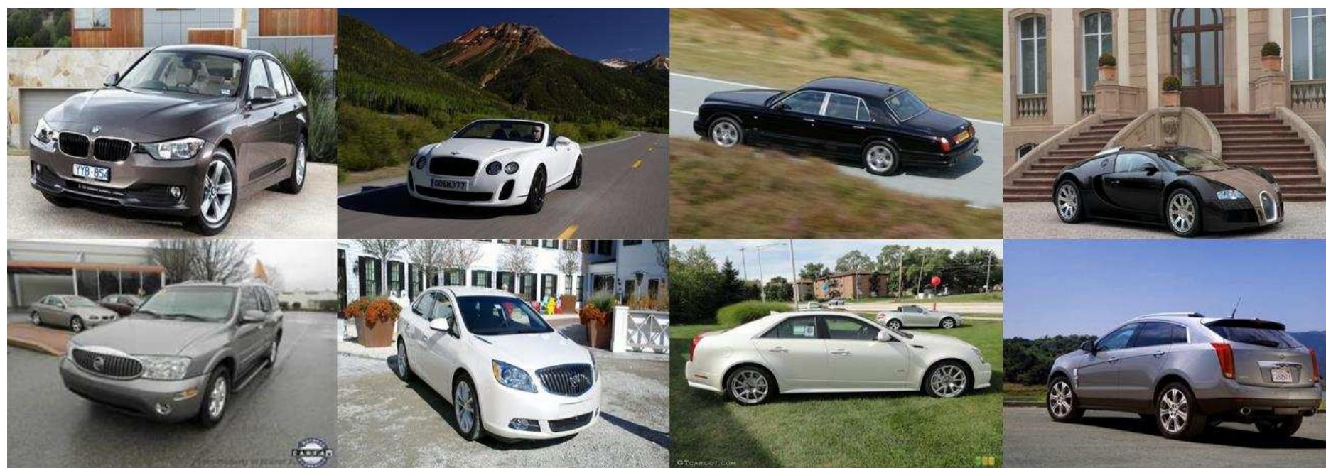 A sample of images from the cars dataset demonstrating a