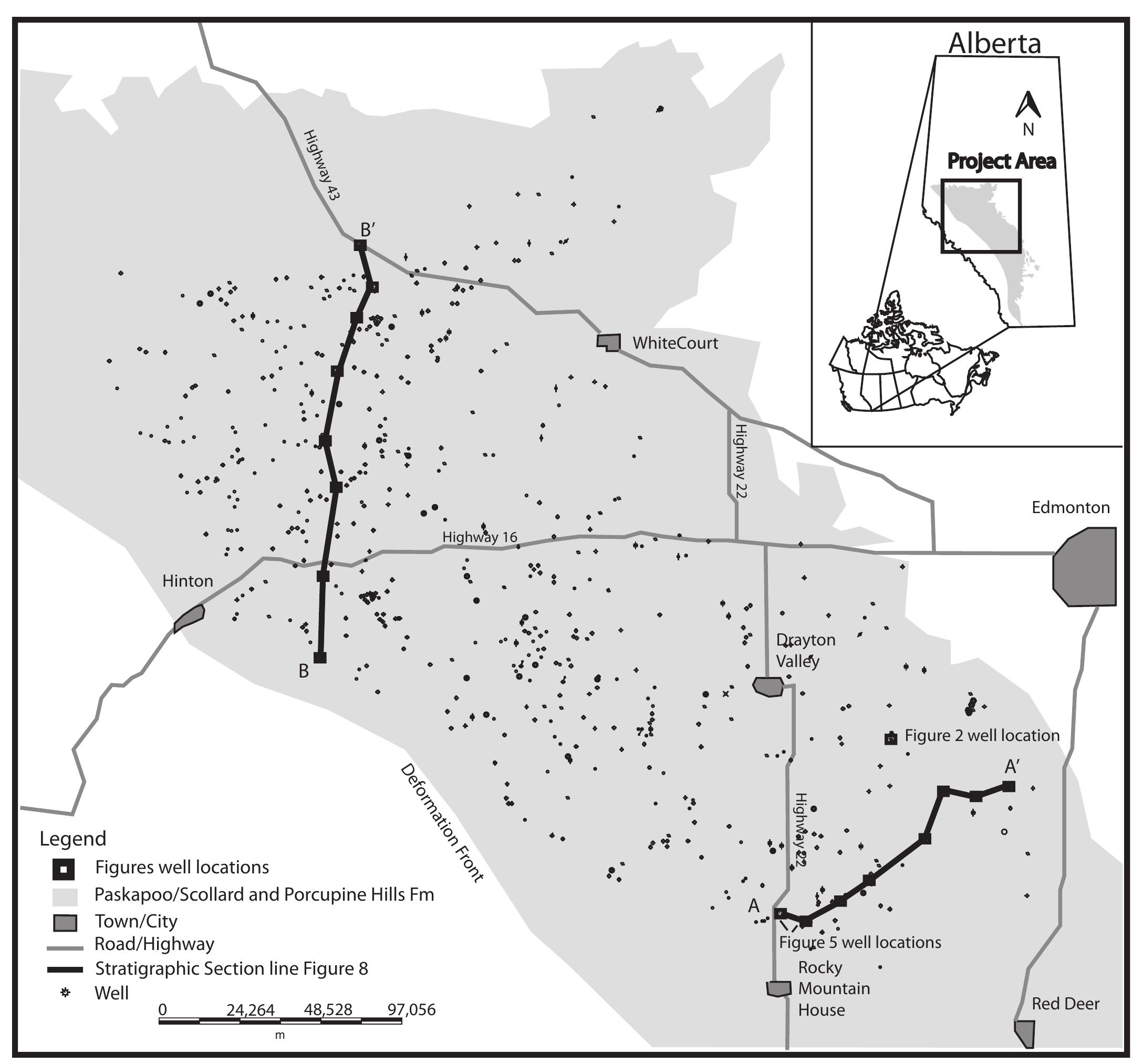 Map of project area. the extent of the paleocene