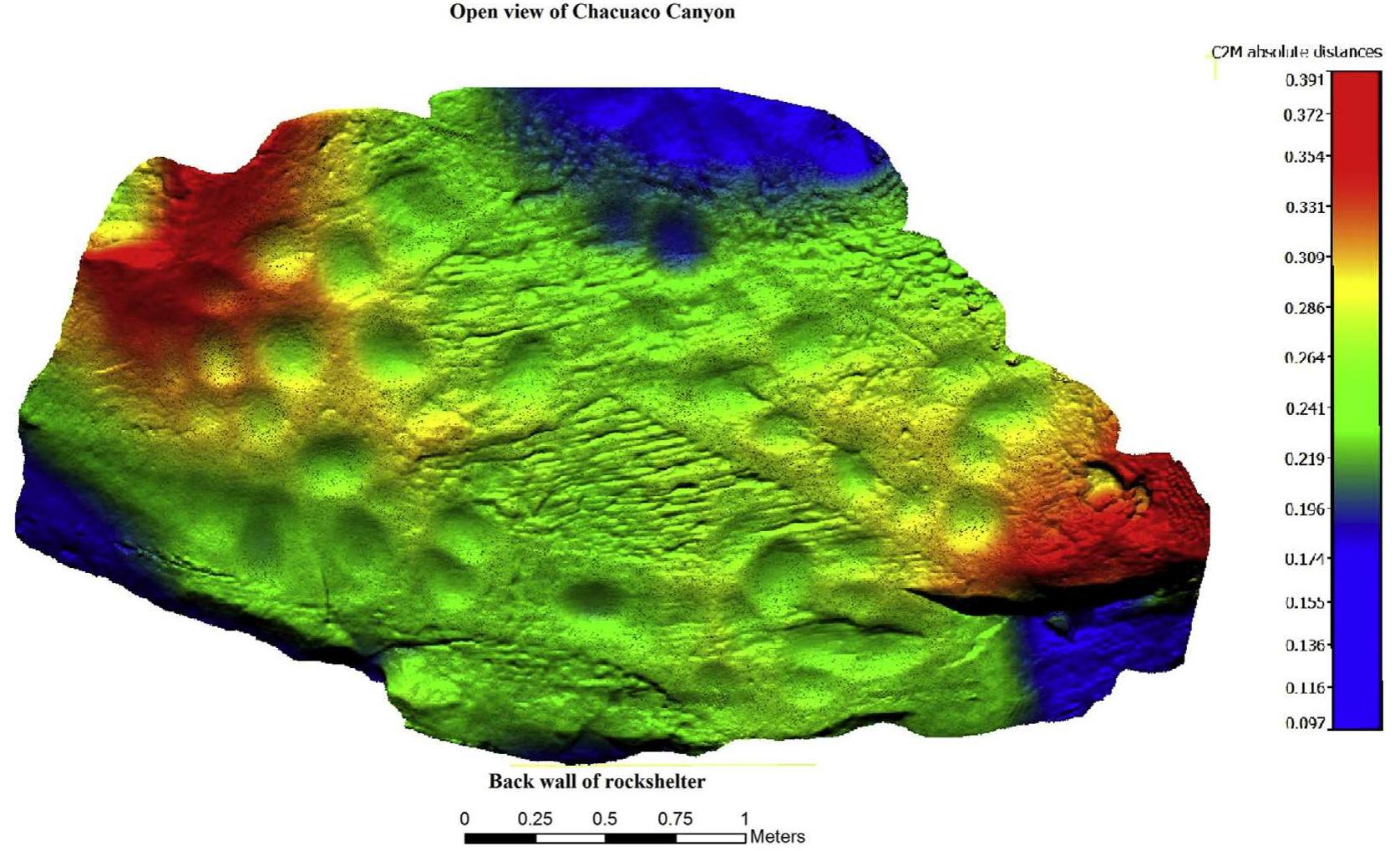 3d color depth map of feature at 5la11453. color scale is in