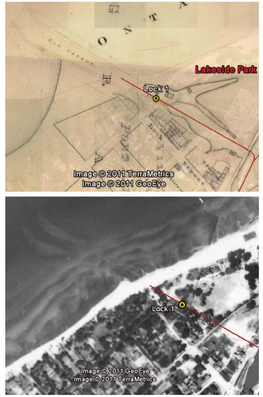 6. top: welland canal 1855 survey map, showing the location