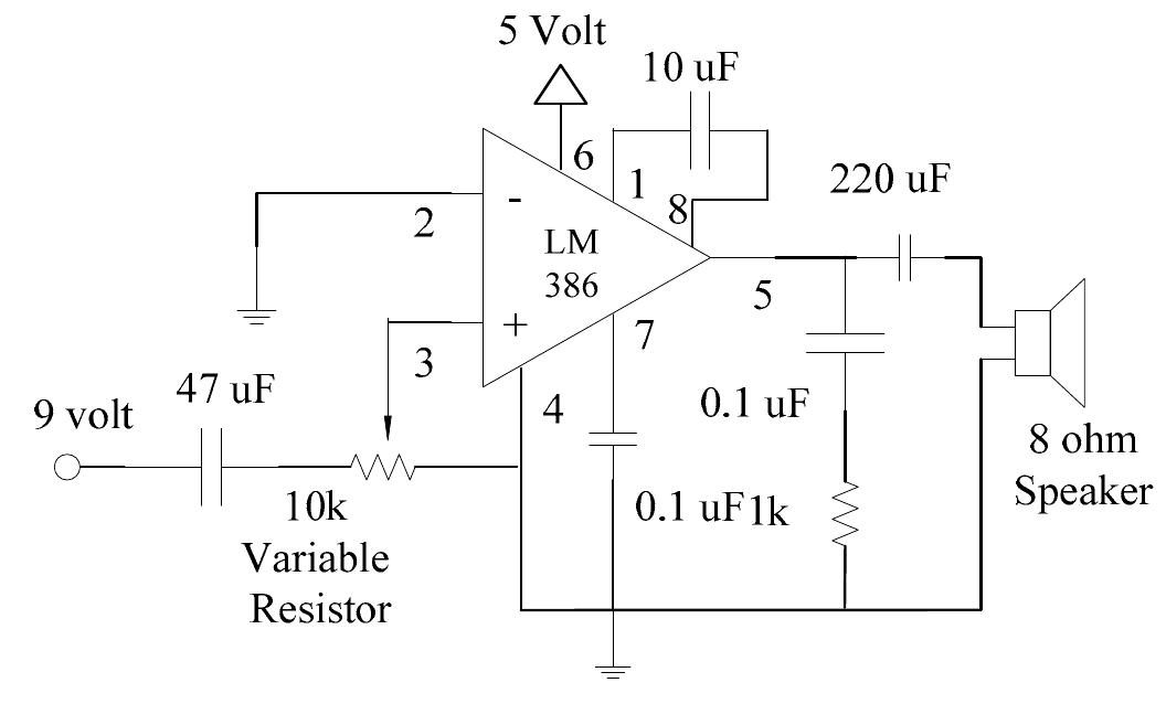 Ig. 3. circuit diagram of amplifier circuit using lm386