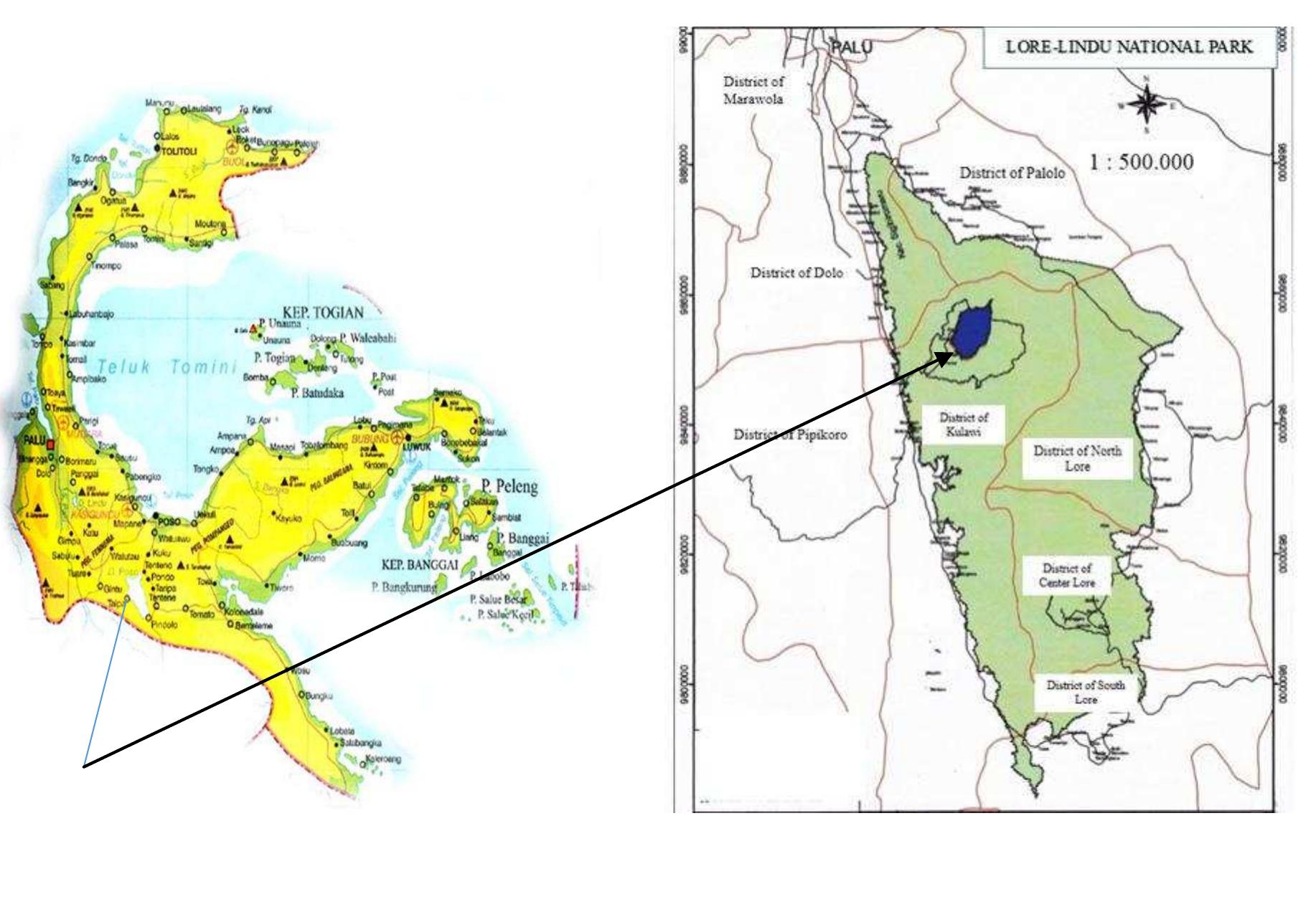 B. map of lore lindu national park, indonesia