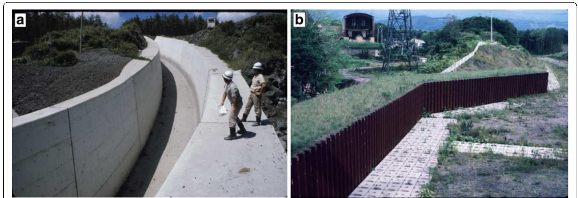 Types of lahar diversion structures. (a) engineered channel