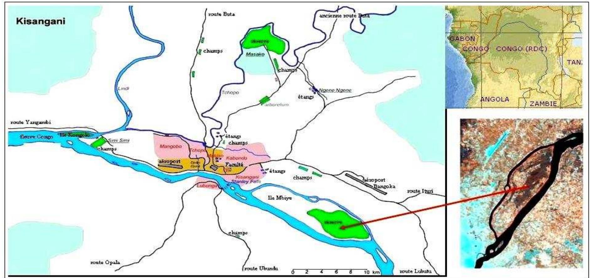 Map showing mbiye island forest reserve and its surroundings