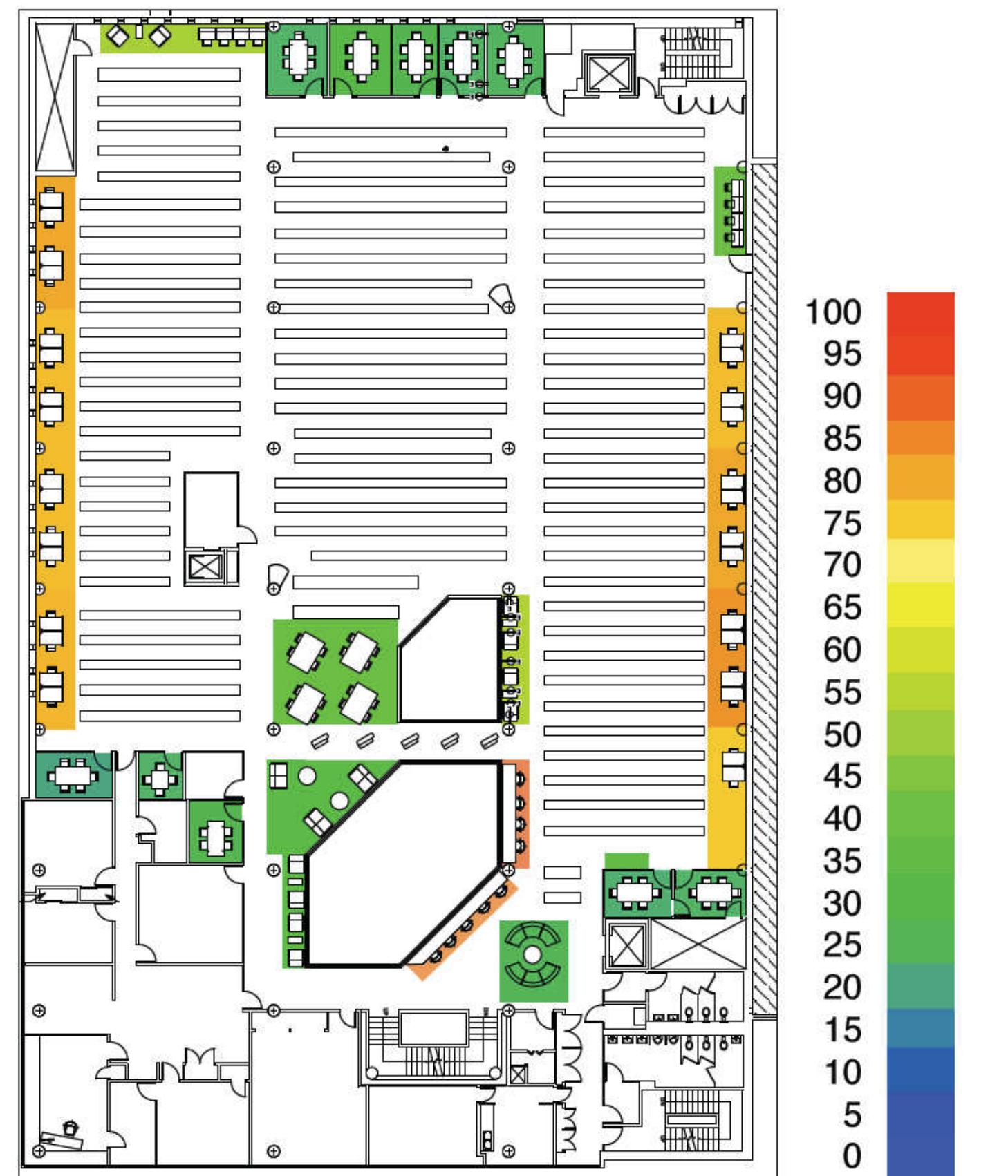 Figure 5 - Heat Map Visualizations of Seating Patterns in an