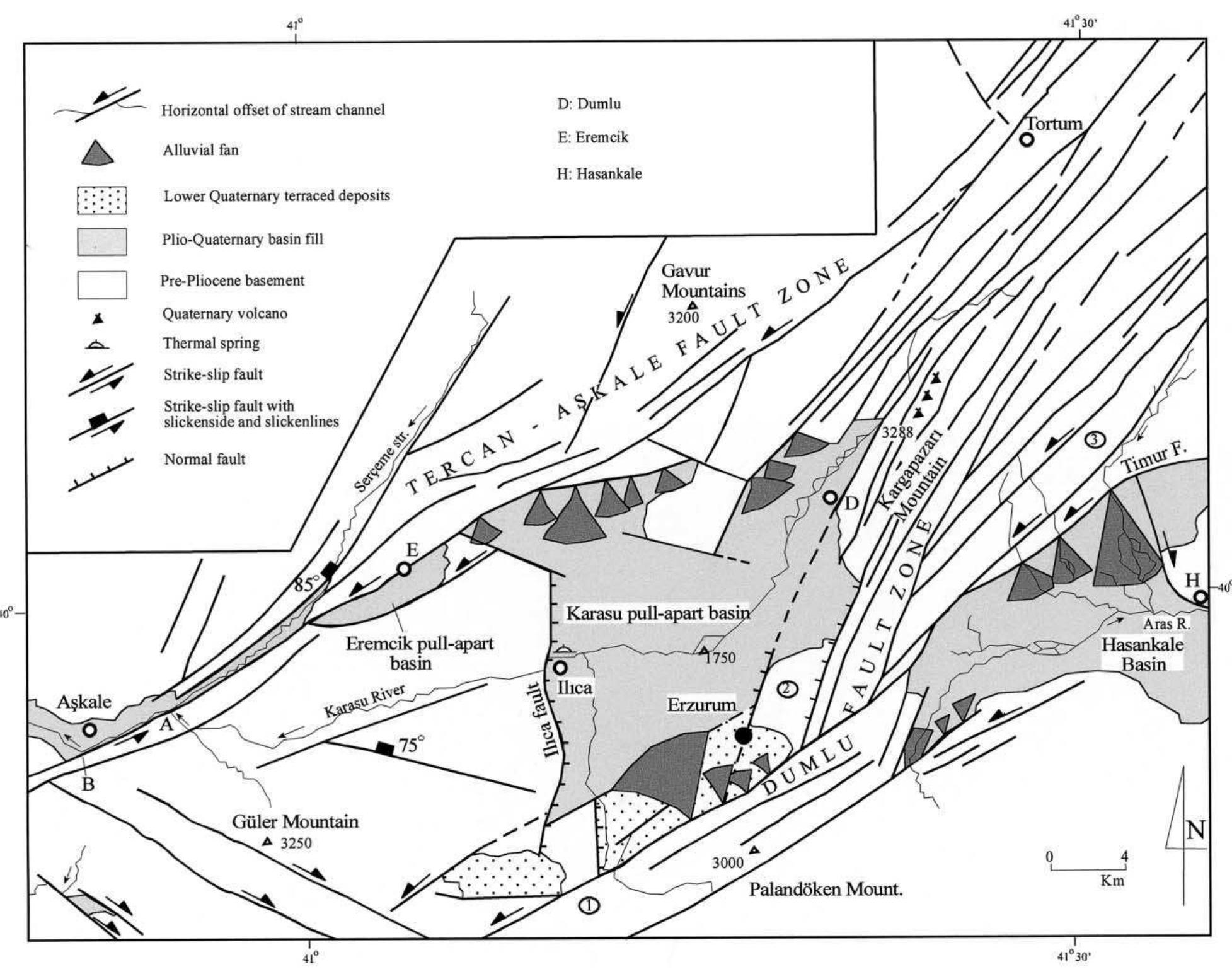Simplified map of the karasu and hasankale basins (see