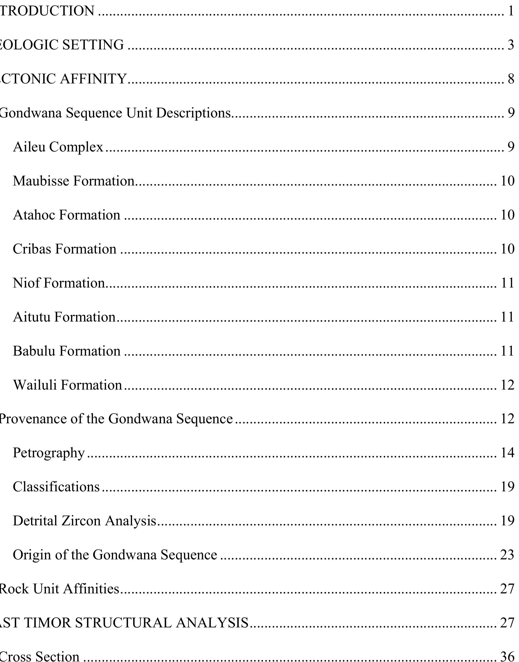 Table 1 - ORIGIN AND TECTONIC EVOLUTION OF GONDWANA SEQUENCE