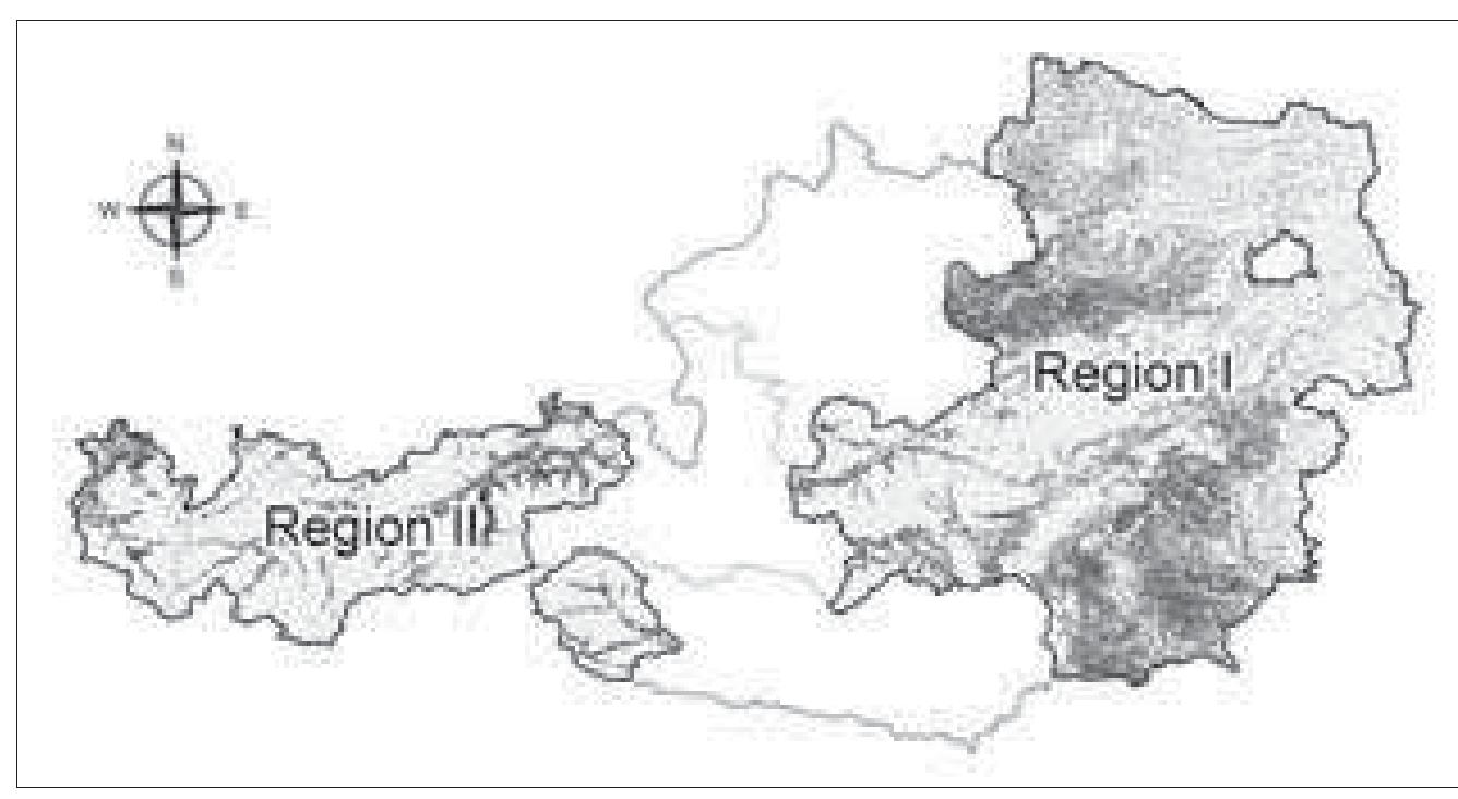 Map of the two model regions showing their geographical