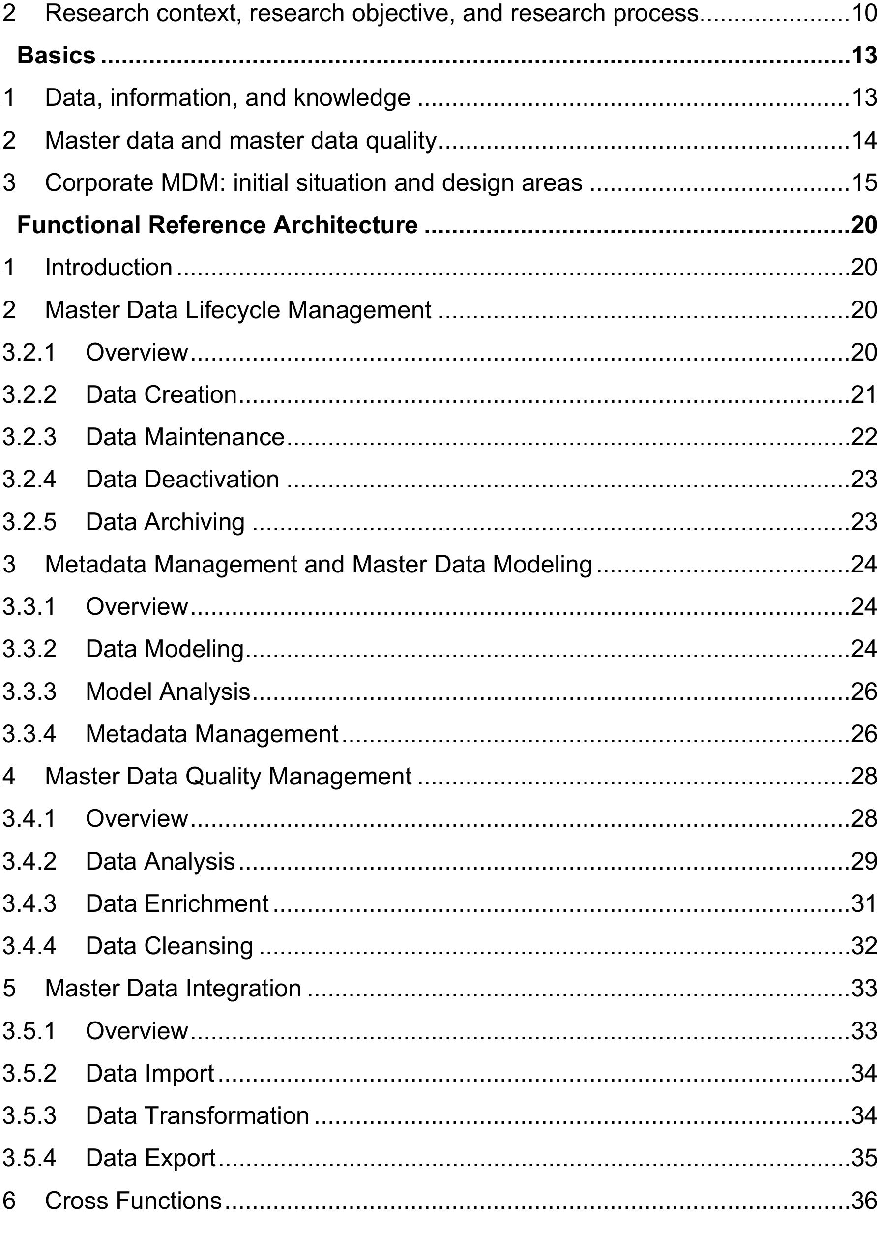 Table 1 - Functional reference architecture for corporate