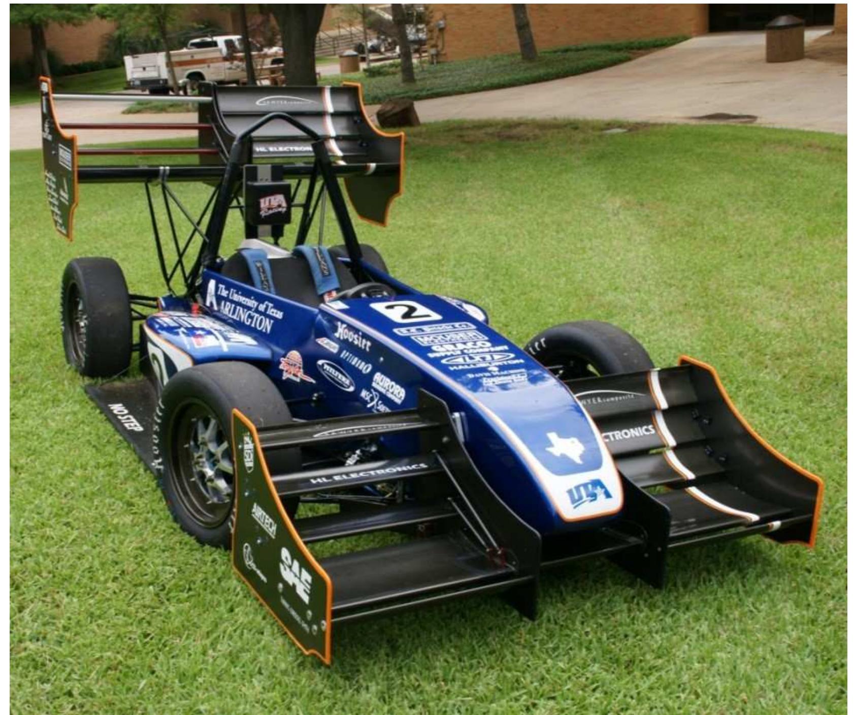 2013 formula sae car with active aerodynamics.