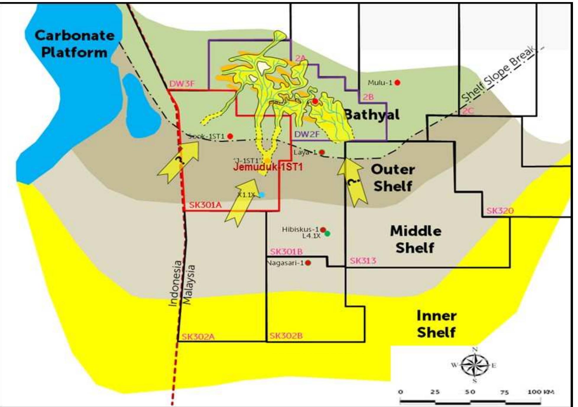 Palaeogeographic map of early pliocene (cycle vi) where the