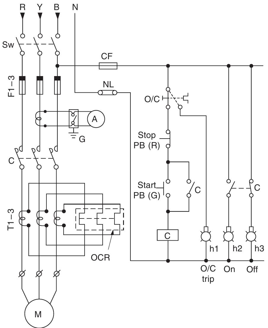 54 dol starter with ct-operated over-current relay (i) for a