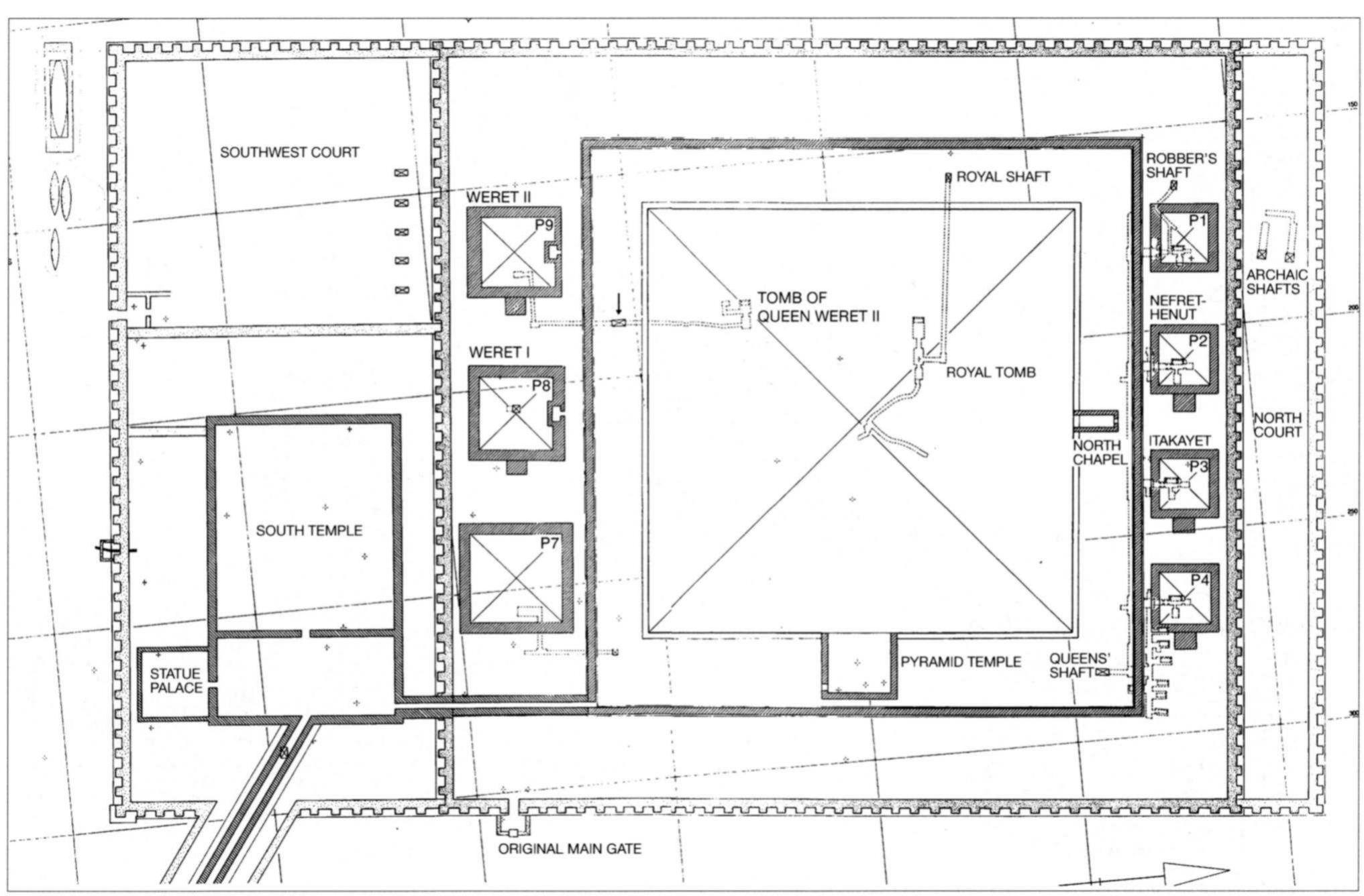 G. plan of the pyramid complex of king senwosret iii at