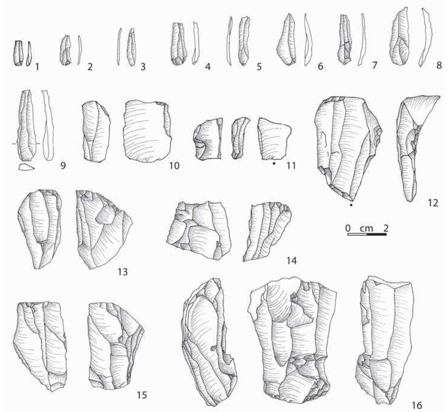 Examples of lithic artifacts from baaz rockshelter ah vii.
