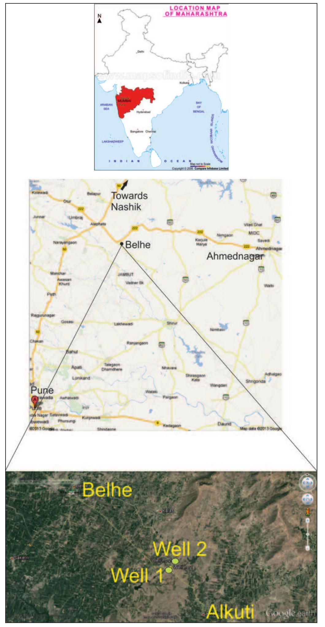 Map of belhe-alkuti area showing the locations of the