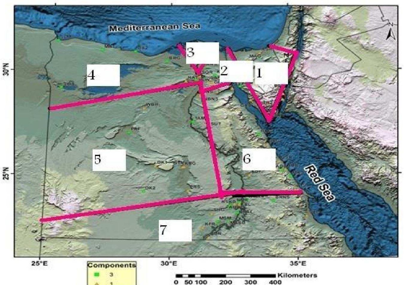 (1) topographic map showing the seven regions of stdf
