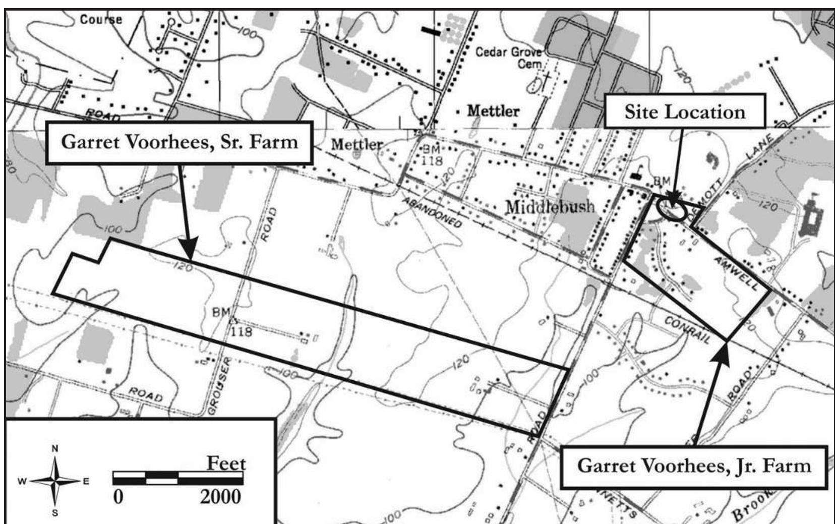 Site location map, showing the location of the farms of