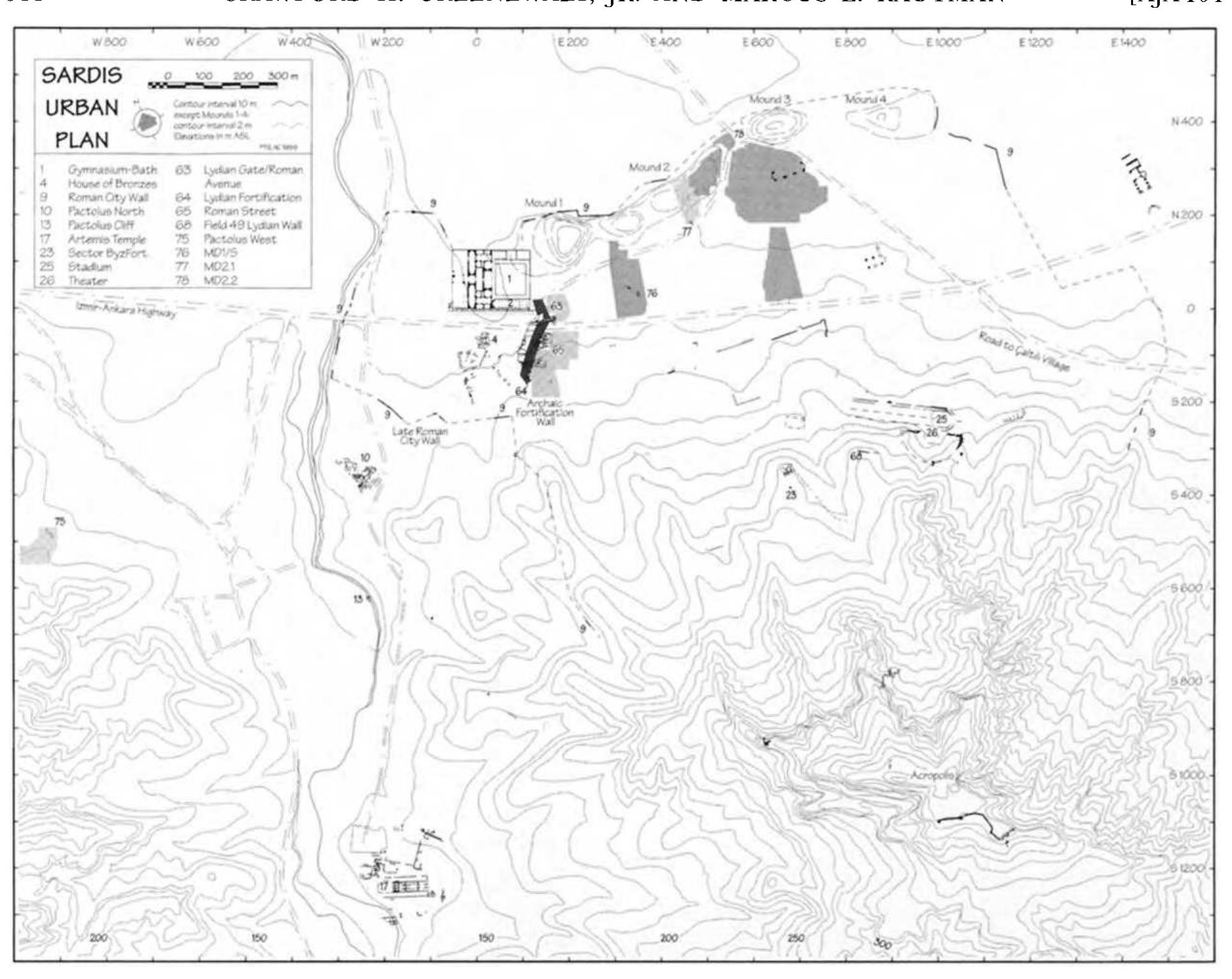 Sardis, general site plan. shading marks locations of