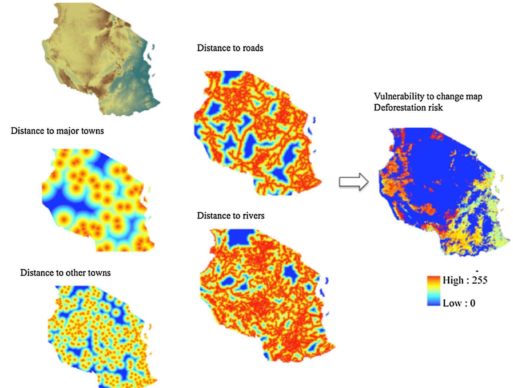 Drivers for deforestation and the resulting map for
