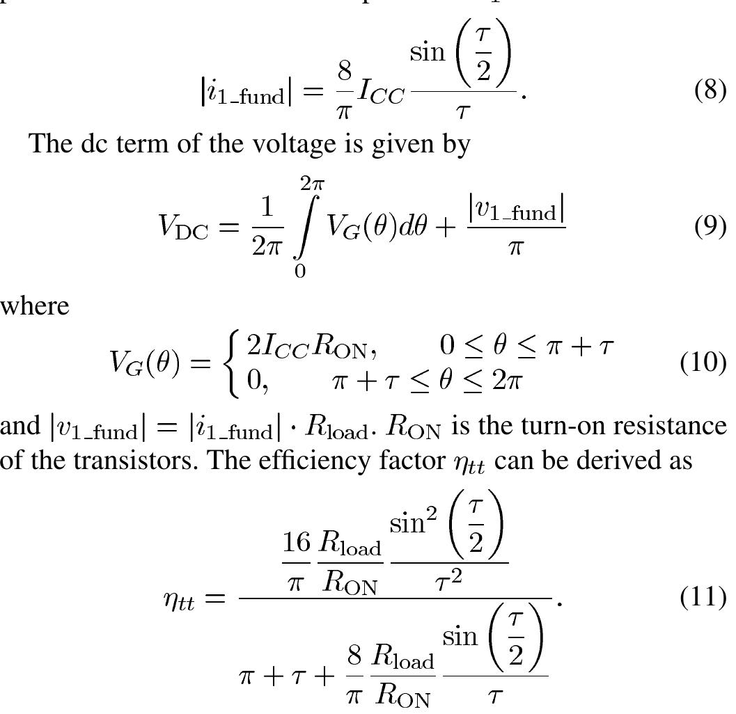 When ron is zero, the efficiency factor 74 can be simplified