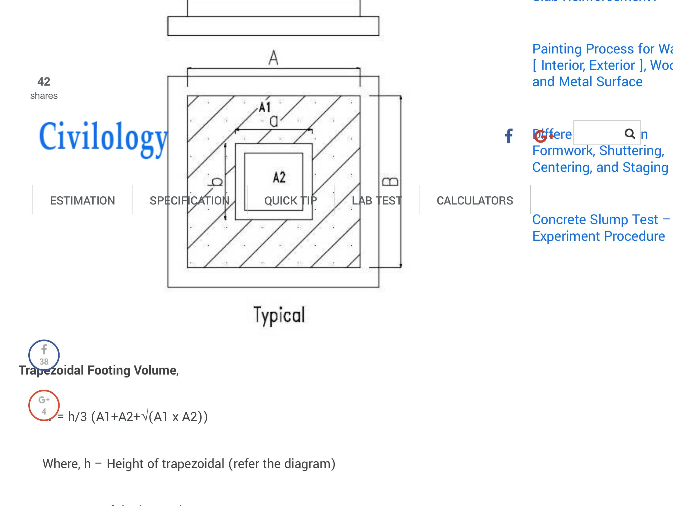 Figure 1 - Trapezoidal Footing Formula - Detailed