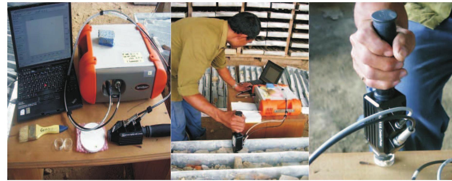 Asd instrument set showing spectrometer, mineral probe,