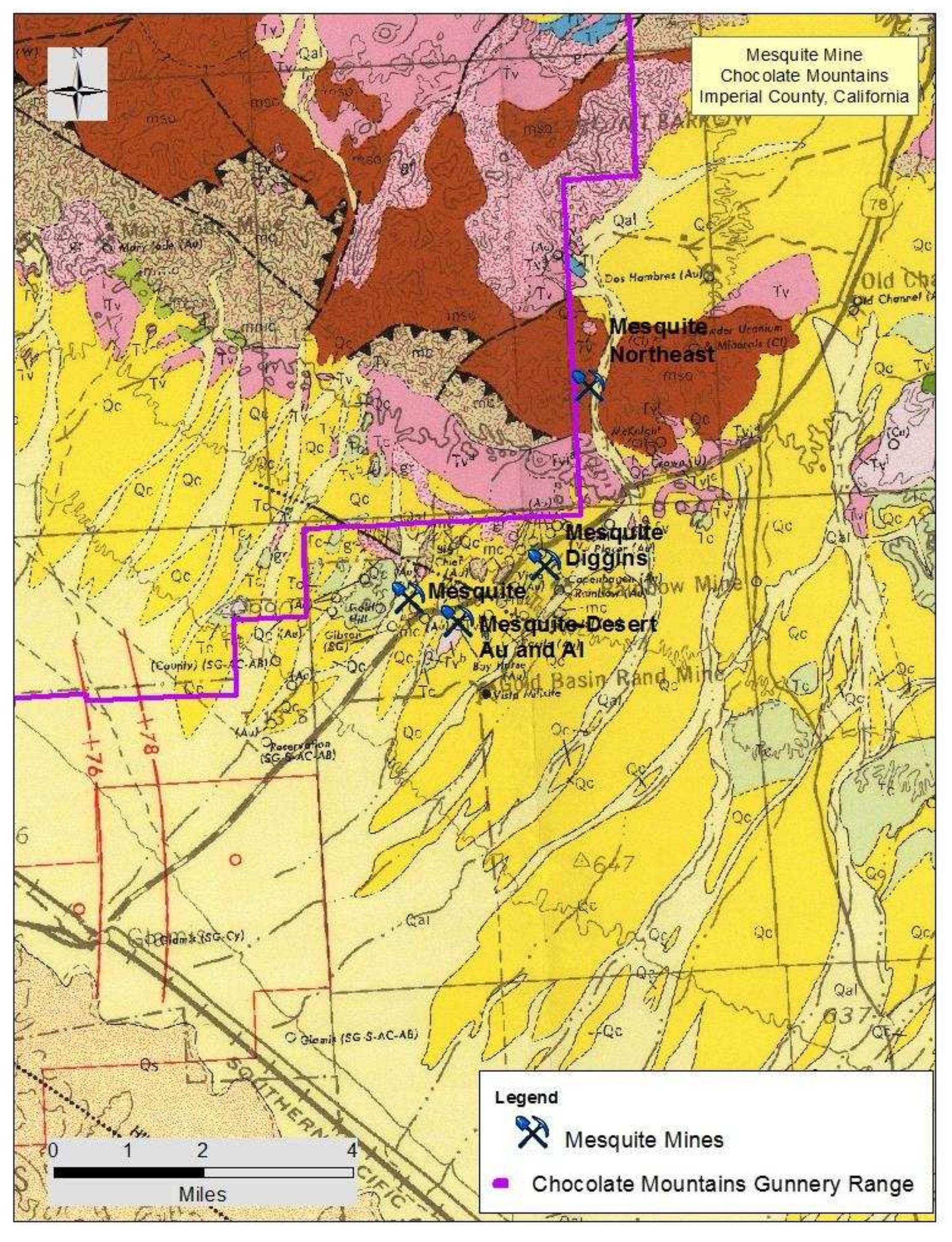 Regional geologic map of the mesquite mine and surrounding