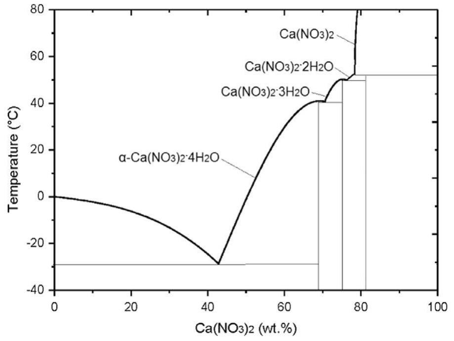 Phase diagram calcium nitrate-water system. first studies on