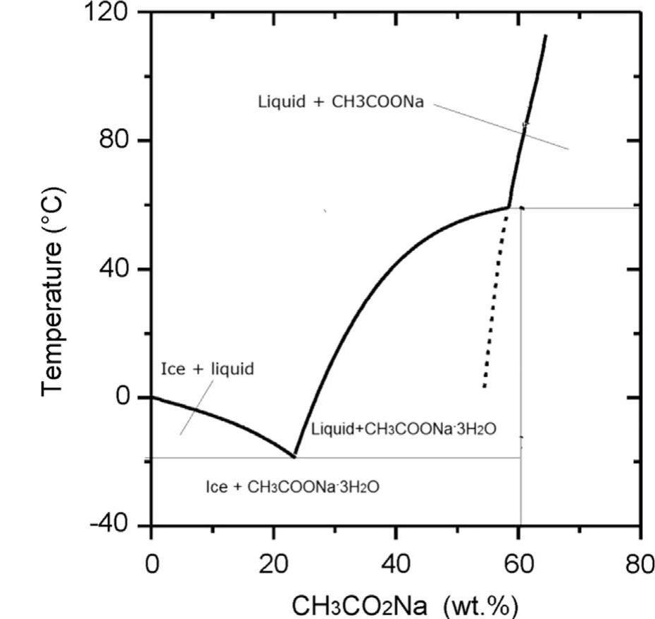 Phase diagram of sodium acetate-water system. the fact that