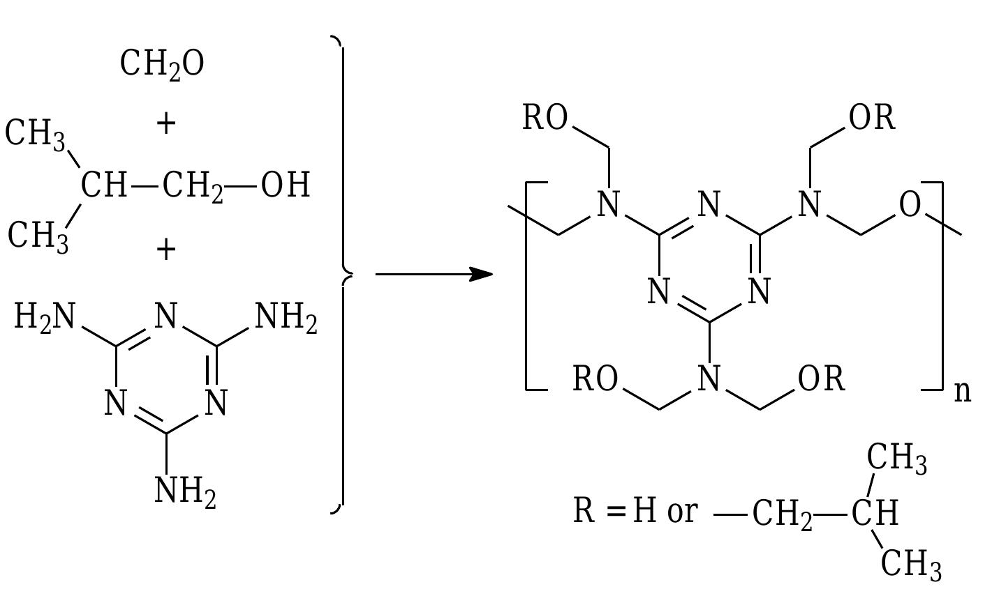 Structure of poly(melamine-co-formaldehyde) isobutylated