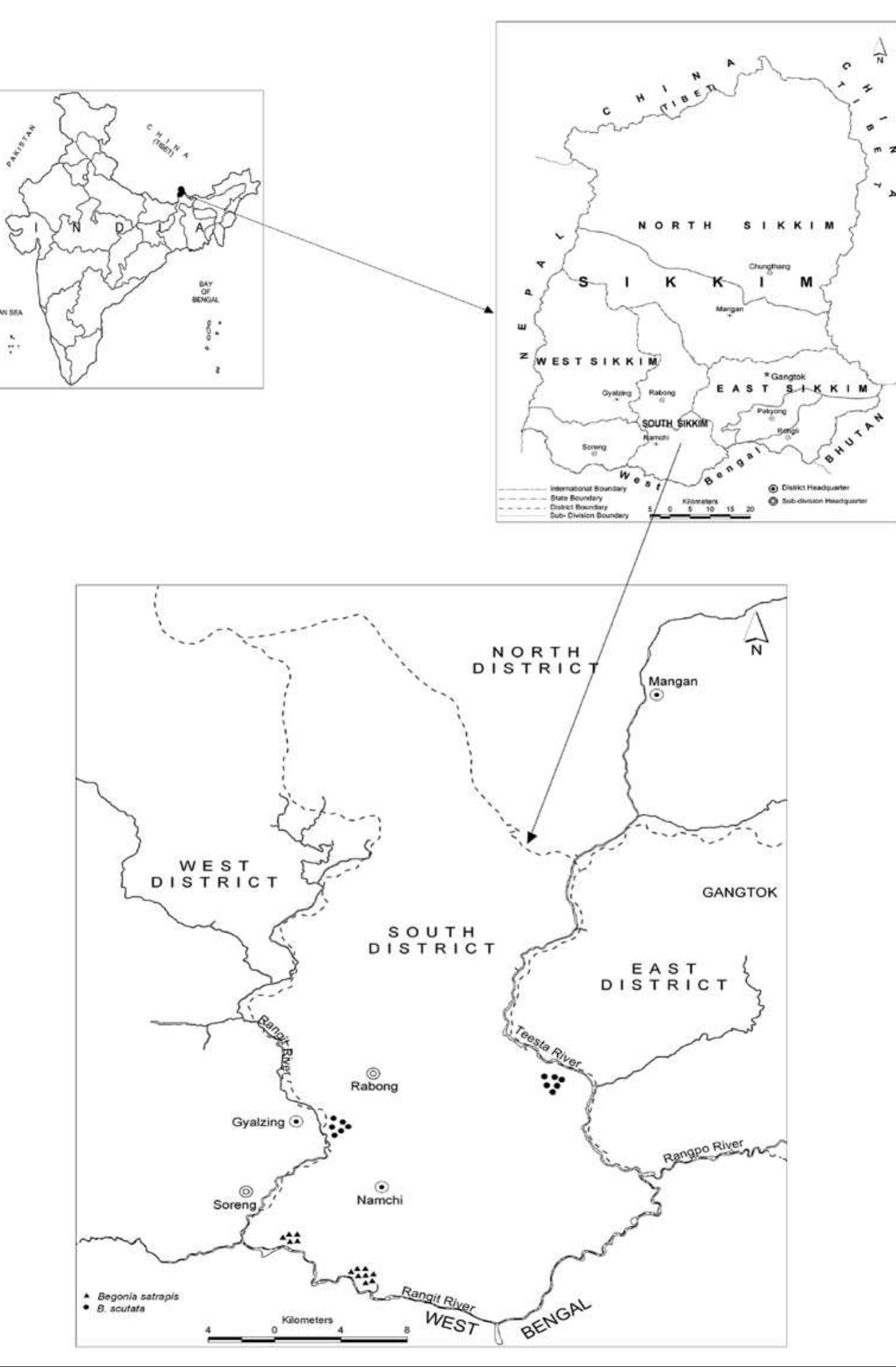 Fic.1. map of the study area (sikkim) and location of the