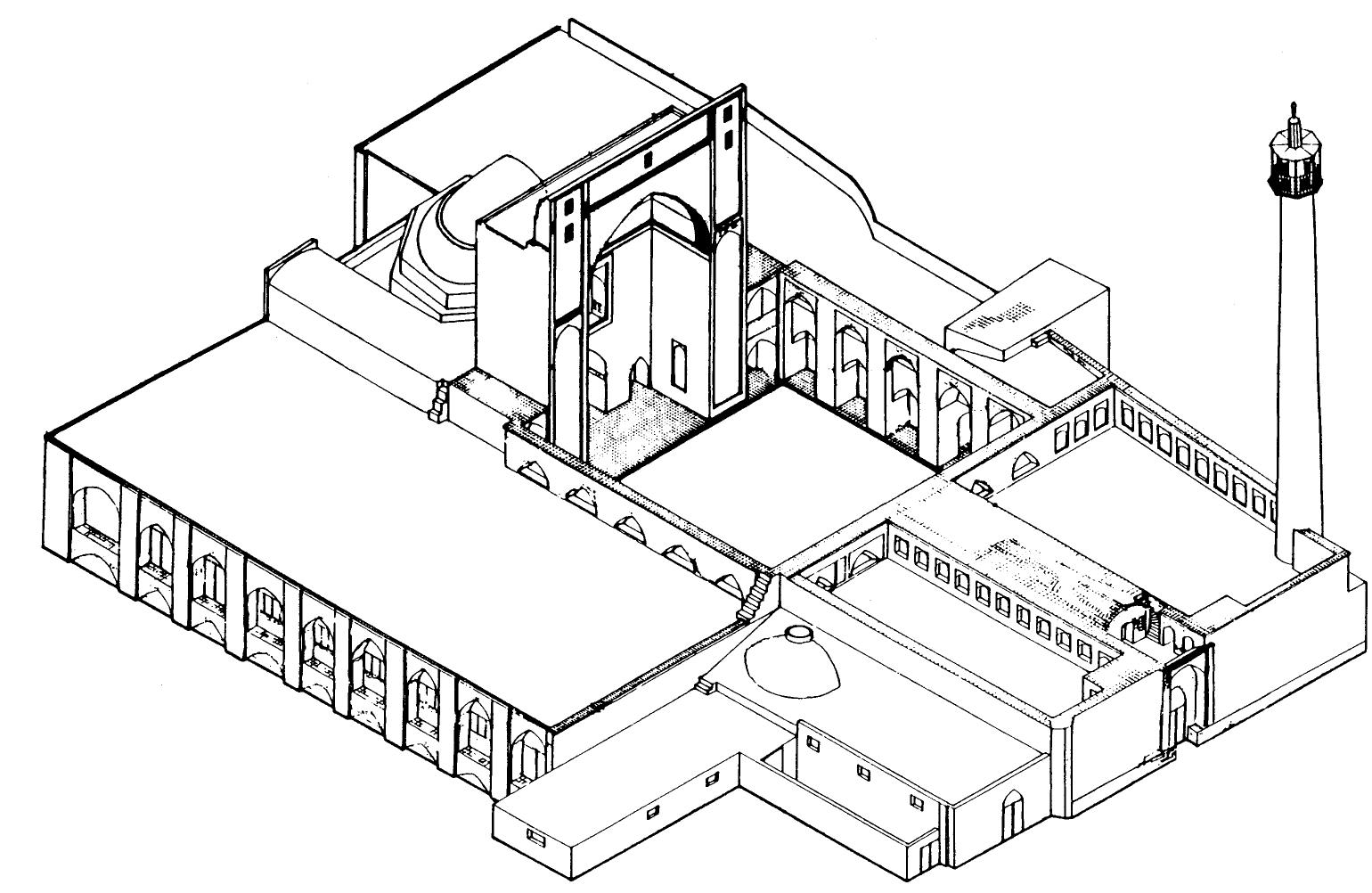 Axonometric view of the friday mosque of simnan (after