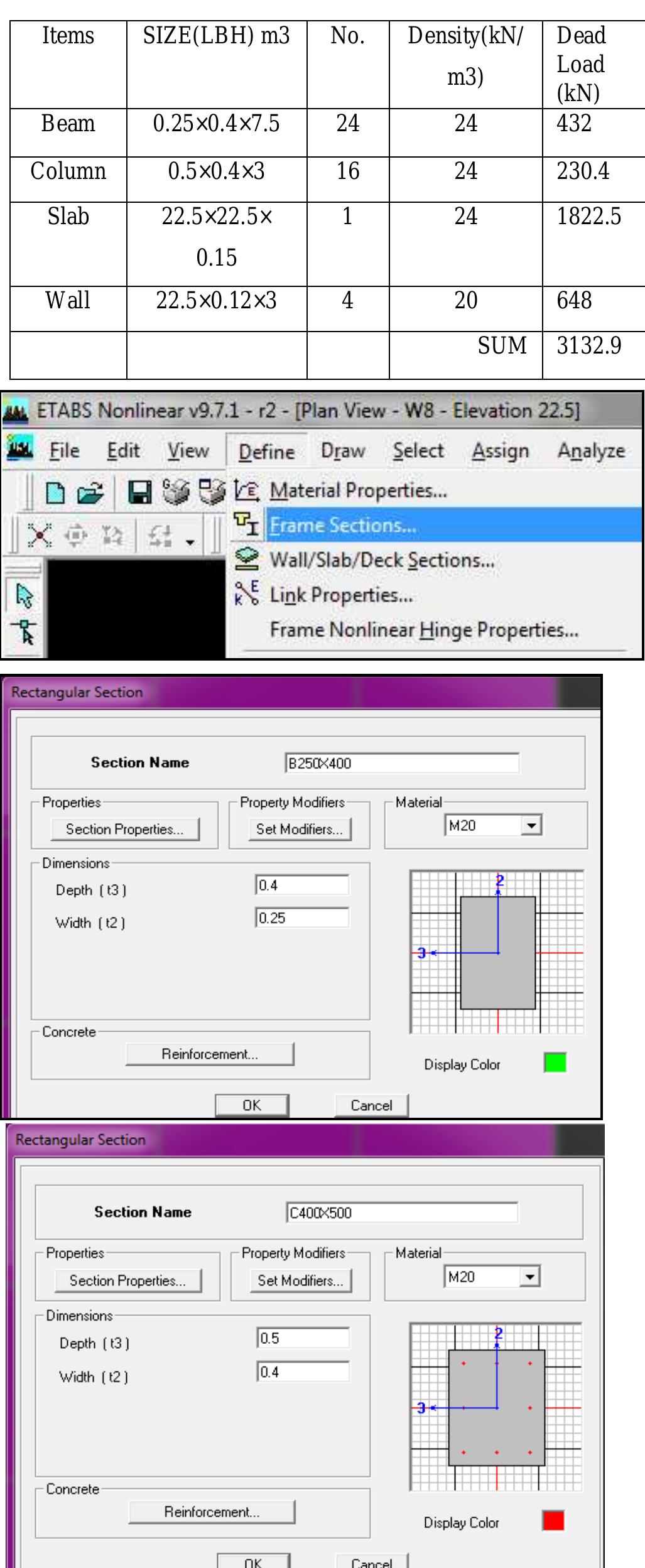 7 fig 3: procedure to model beam and columns. (etabs model)