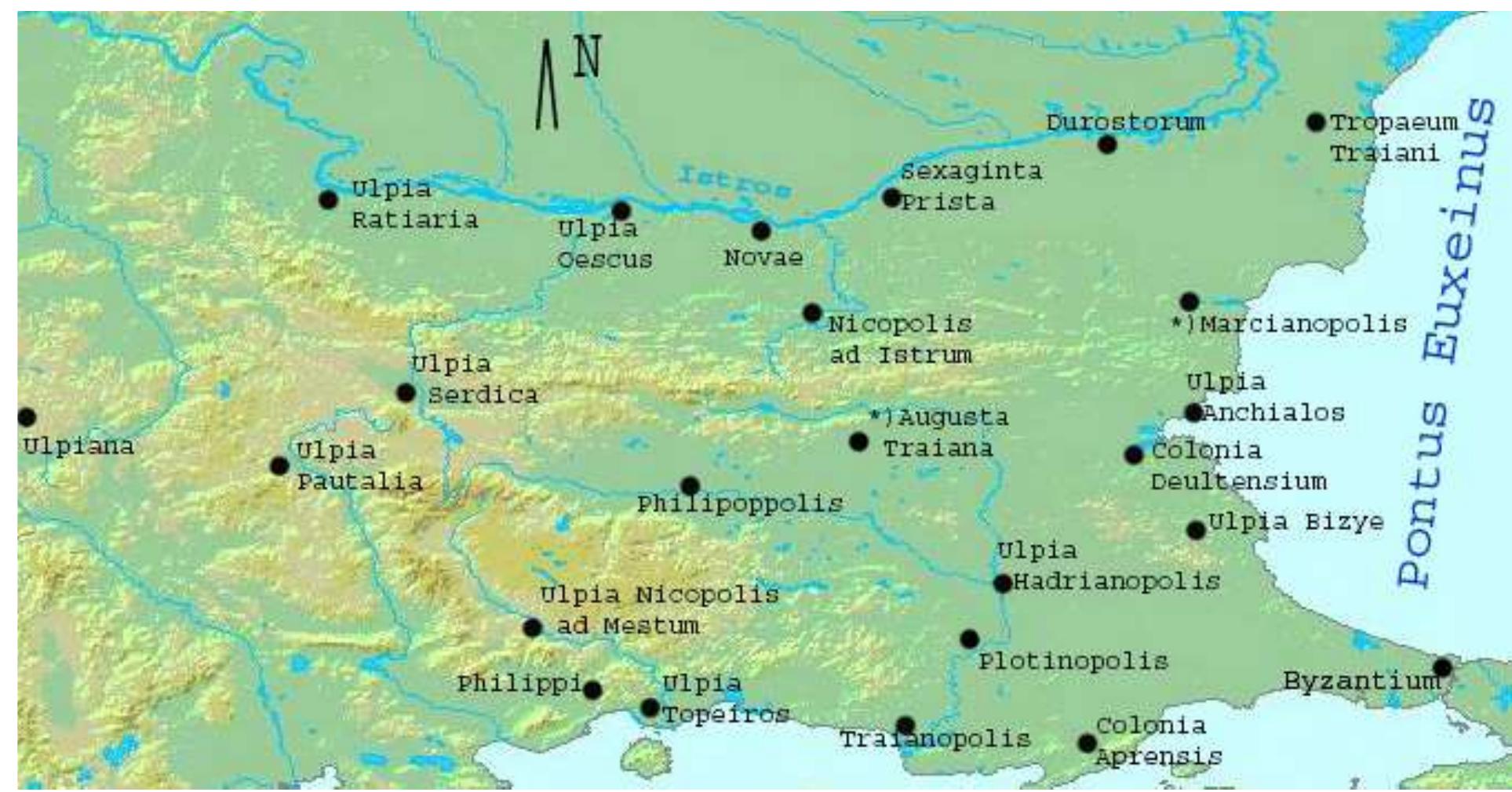 Map of the thracian lands in the early 2" century ad. the