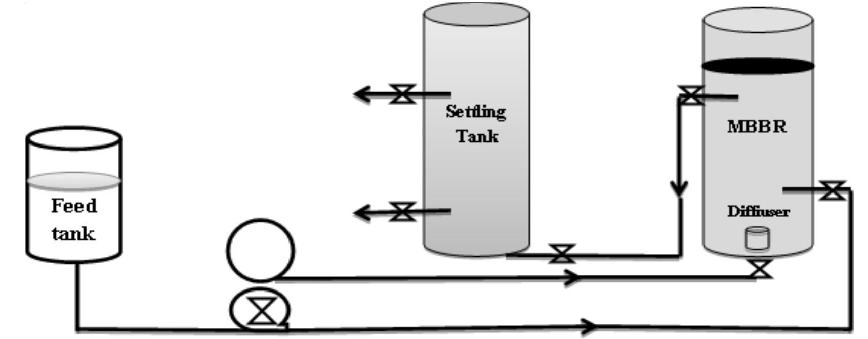 The schematic of the mbbr experimental set up