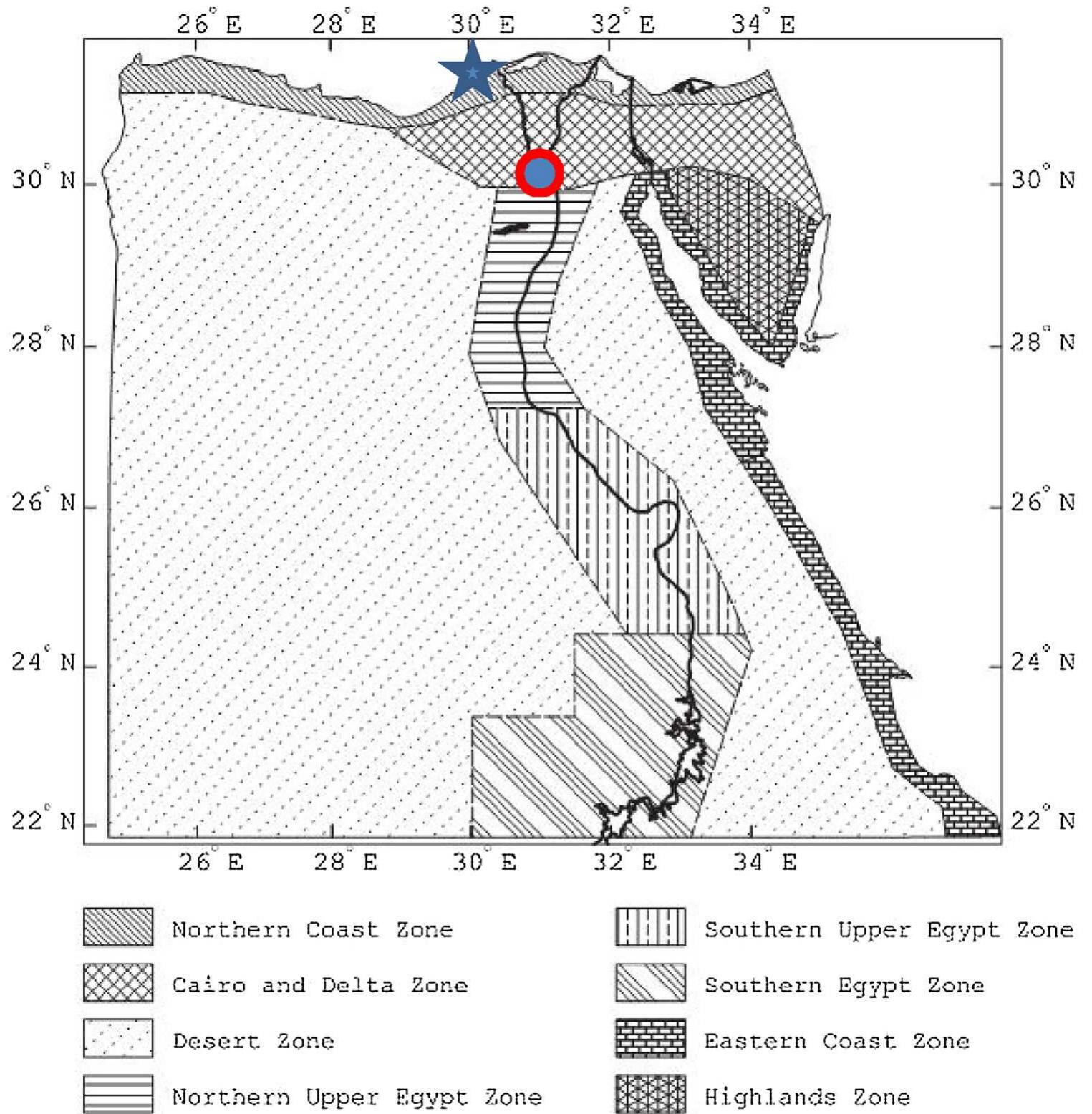 Egypt’s climatic zones classification map according to erec,