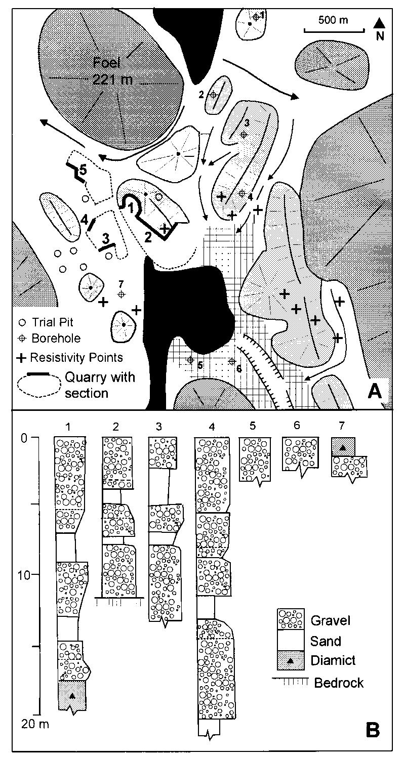 (a) map of area around graianog showing morphology, location