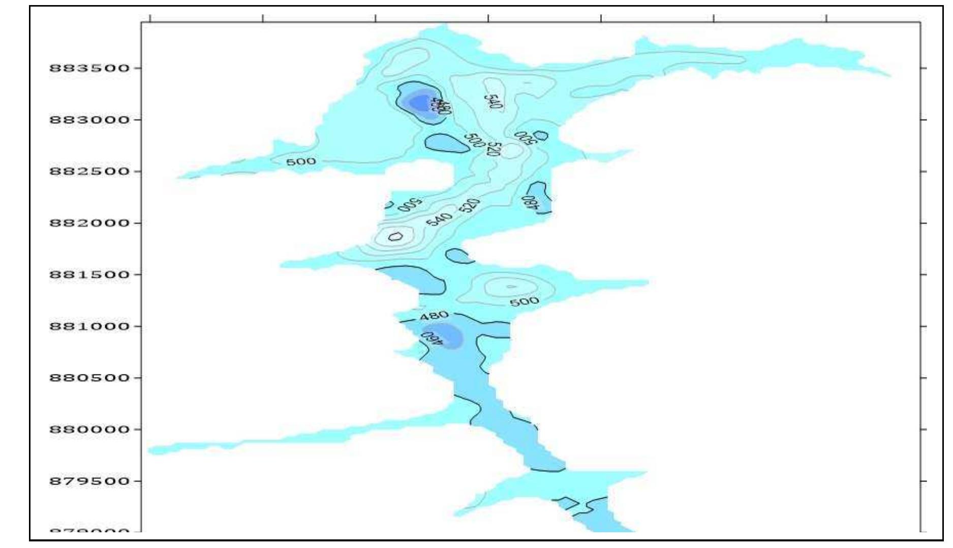 The bathymetric map of each of the alternatives i.e. the