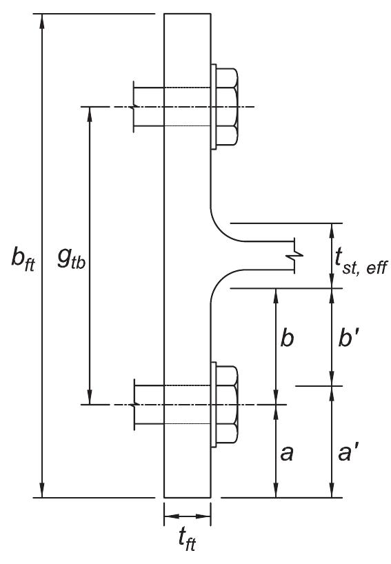 6. t-stub flange dimensions for double-tee connections.