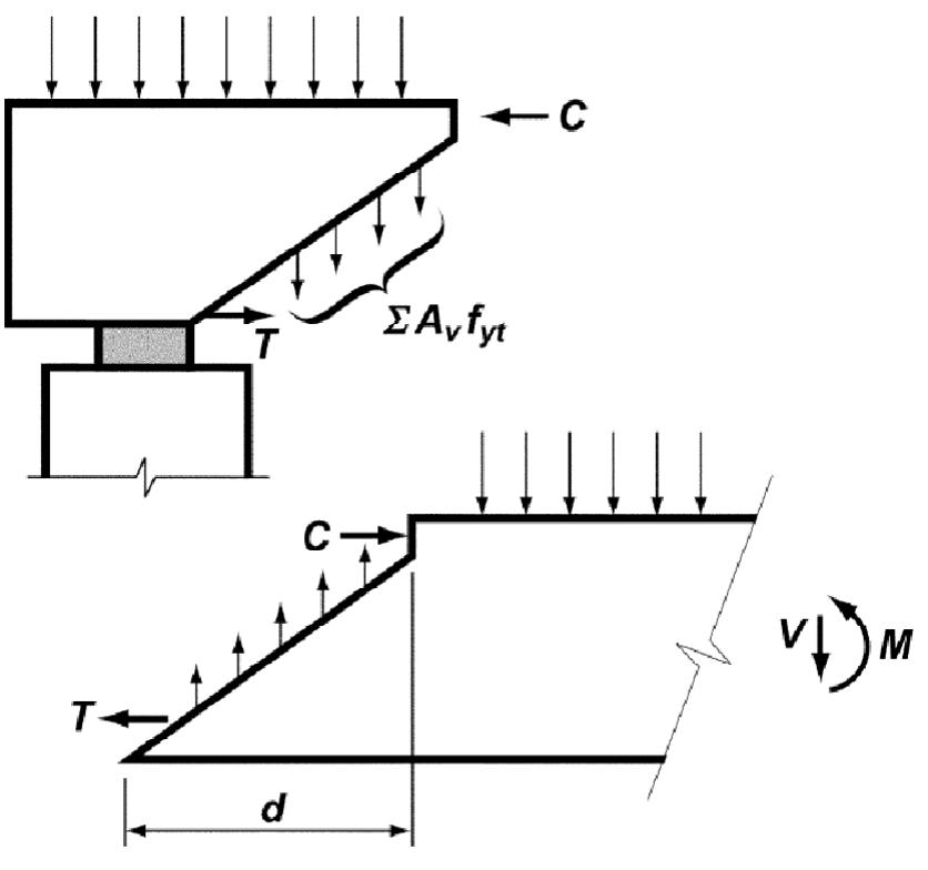 In a slender beam with vertical or inclined shear